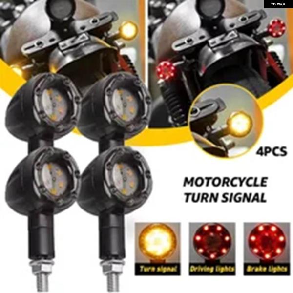 オートバイ LEDウィンカー ブレーキライト アンバー とレッド弾丸 テールライト インジケーター ハザード灯 オートバイ カスタム パーツ アクセサリーBattery Included:NoHigh-concerned chemical:...