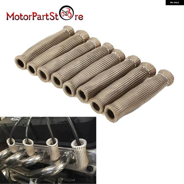 スパークプラグ ワイヤー プロテクター 2500° スリーブ ヒートシールド カバー スパークプラグ ワイヤー ブーツ カーコード ヒートシールド サーマルカバー チタンファイバー カスタム パーツ アクセサリーHigh-concerned...