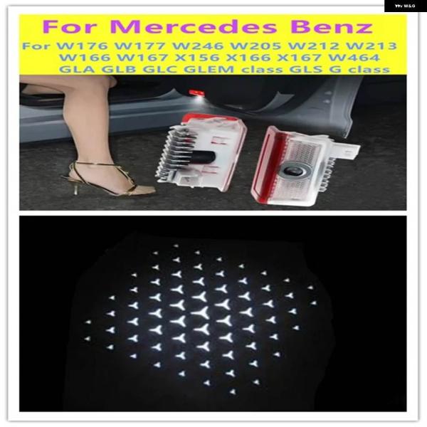 LED 車ドアランプ 電球 アクセサリー 輝く投影ナイトライト メルセデス ベンツ W212 W213 GLC GLE M E クラス W176 W177 W205 用 カスタム パーツ アクセサリーHigh-concerned chemi...