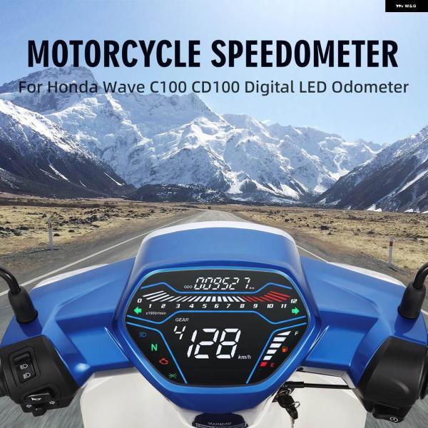 デジタル バイク スピード メーター ホワイトバックライト マルチLED ダッシュボード RPM EX5 クラス 1 CX DX ホンダ ウェーブ C100 CD100スピード オドメーター用 カスタム パーツ アクセサリーHigh-con...