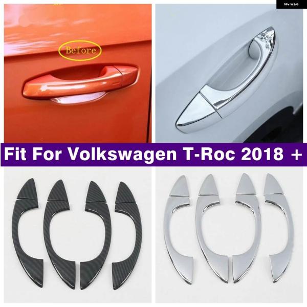 フォルクスワーゲン T-ROC 2018 - 2022 車用 ABS ドアプル ドアノブ ハンドル プロテクター キャップ デコレーション フレーム カバー トリム カスタム パーツ アクセサリーHIGH-CONCERNED CHEMICA...
