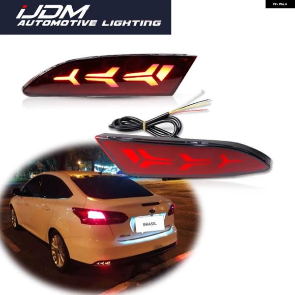2個 フォード フォーカス 3 2011-2014 セダン ハッチバック テールブレーキリア フォグランプ ウィンカーLED バンパー リフレクター ライト機能 カスタム パーツ アクセサリーHigh-concerned chemical:...