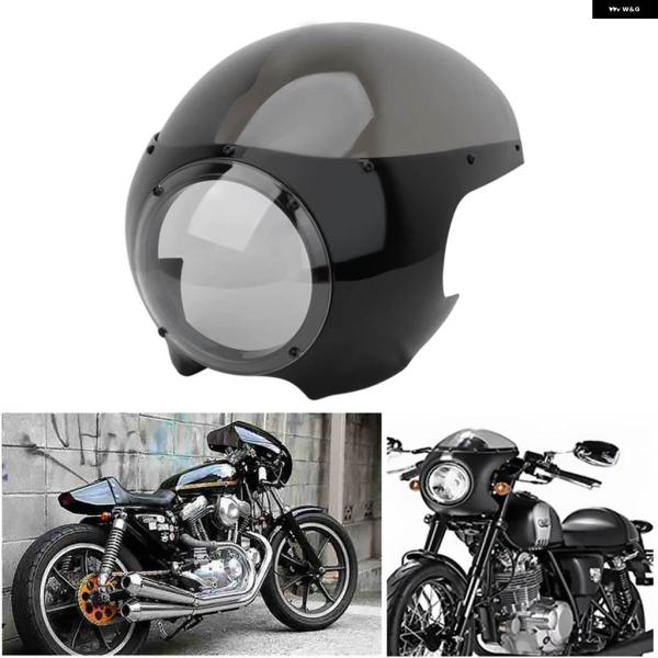 オートバイ 5-3/4インチフロント ヘッドライト フェアリング カバー WINDSHILED プロテクター ハーレー スポーツスター 883 1200 XL DYNA 39MM フォーク カフェレーサー カスタム パーツ アクセサリーHi...