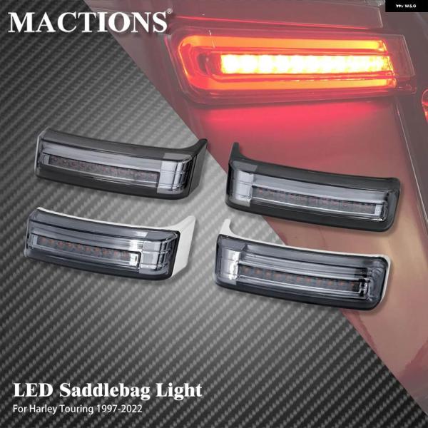 オートバイ LED サドルバッグ ウィンカーランプ ブレーキラン インジケーター ライト ハーレー ツーリングリミテッド ロードキング グライド CVO 1997-2022 カスタム パーツ アクセサリーBattery Included:N...