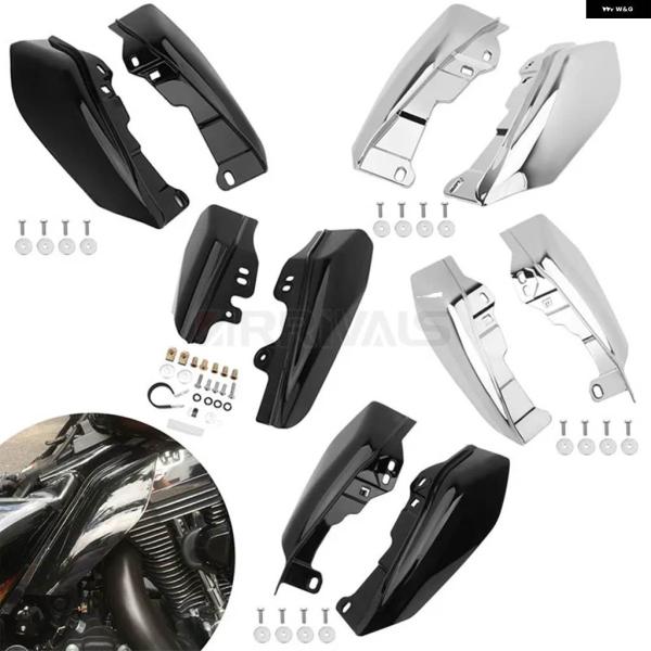 オートバイ クロームブラックミッド フレーム ヒートシールド エア ディフレクター トリム ハーレー ツーリングストリート エレクトラ グライド ロードキング 2001年以降 カスタム パーツ アクセサリーHigh-concerned ch...