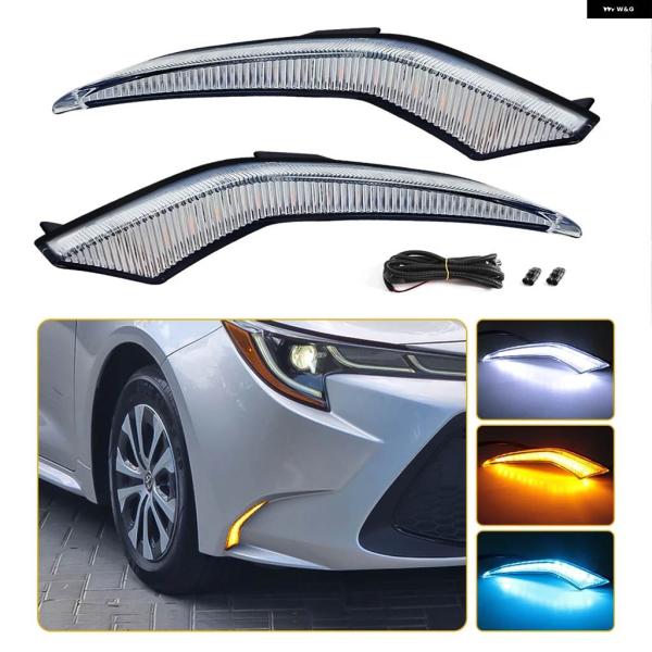 トヨタ カローラ L/LE/XLEハイブリッド レビン 2020 2021 2022年トライカラーカー用LED デイタイム ランニングライト DRL フォグランプ アクセサリーセット カスタム パーツ アクセサリーCertification...