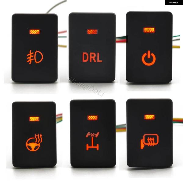 オレンジ LED DRLライトパッキングレーダー電源オンオフ カメラ ミラー スイッチ ボタン スズキ ジムニー2019 - 22 カスタム パーツ アクセサリーHigh-concerned chemical:NoneSwitch Pin:...