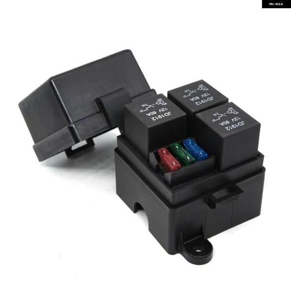 トラック カー 3方向ヒューズ ホルダー フリーコンビネーション 4ピン5ピン 40A 80Aリレー回路 スタンダードATOブレード ヒューズリレー DC12V/24V ブラック カスタム パーツ アクセサリーHigh-concerned ...