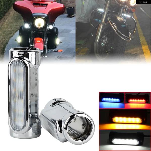 ハーレー ウィンカー バイク ツーリング モト バンパー ライト オートバイ バー スイッチバック ドライビングライト 白 アンバー LED クラッシュ バー カスタム パーツ アクセサリーHigh-concerned chemical:N...