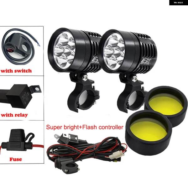 プラグプレイ ヘッドライト LED オートバイ 12000LM モトスポットライト 防水 フォグスポット モト バルブ スーパー フラッシュ コントローラ ー カスタム パーツ アクセサリーHigh-concerned chemical:N...