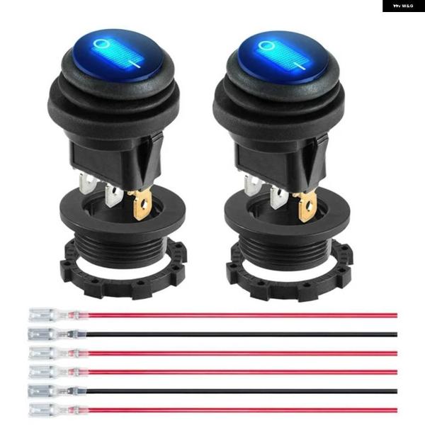 12V 20A 防水 ロッカースイッチ ブルー LED 点灯 丸型 オン/オフ 3ピン 12ボルト 耐候性 船舶 車 RV トラック カスタム パーツ アクセサリーHigh-concerned chemical:NoneSpecial Fe...