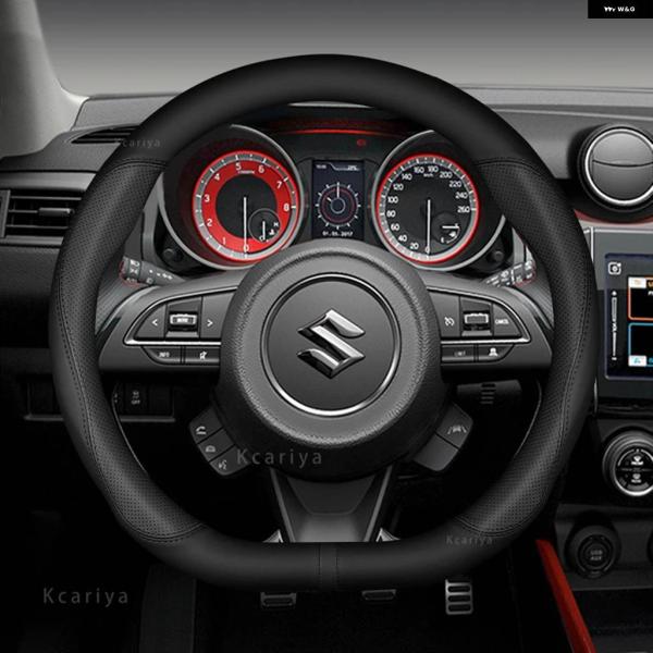 ステアリングホイールカバー レザー カーボン DZIRE CELERIO CIAZ BALENO SOLIO SPLASH SX4 VITARA WAGON R ALTO JIMNY カスタム パーツ アクセサリーITEM DIAMETER...