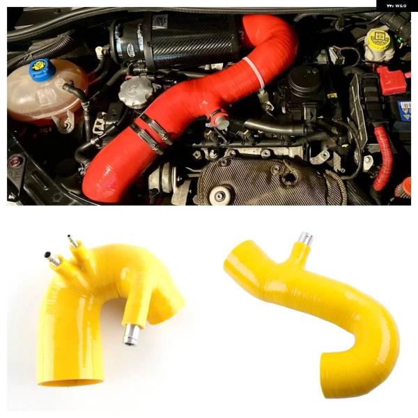 2個 グロスイエロー シリコン エアインテーク インダクションホース パイプ チューブキット フィアット 500 595 695 ギャレット ターボ 180PS 180HP カスタム パーツ アクセサリーHIGH-CONCERNED CHE...