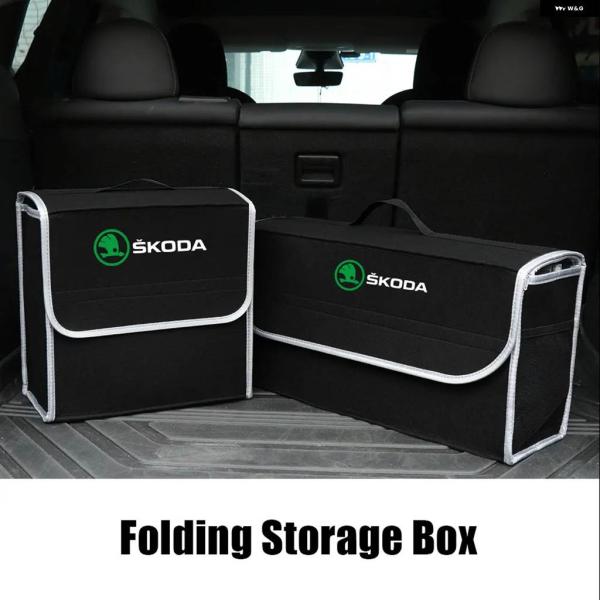 車用トランク収納ボックス 折りたたみ式 フェルト製 車用オーガナイザー 収納 ボックス 車用 SKODA S FABIA OCTAVIA VII KAROQ KAMIQ カスタム パーツ アクセサリーHIGH-CONCERNED CHEMI...