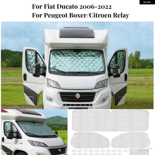 インナー断熱ブラインド 7層 フロントガラスカバー フィアット デュカート 2006 2022 プジョー ボクサー/シトロエン リレー フロントガラス サンシェード カスタム パーツ アクセサリーTHICKNESS:THICKWHETHER...