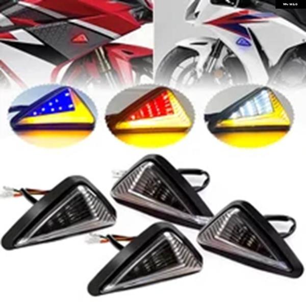 オートバイ LED ウィンカー インジケーター トライアングル フラッシュ マウント アンバー ウィンカーライト ランニングライト LED バイク ターンランプ カスタム パーツ アクセサリーBattery Included:NoHigh-...