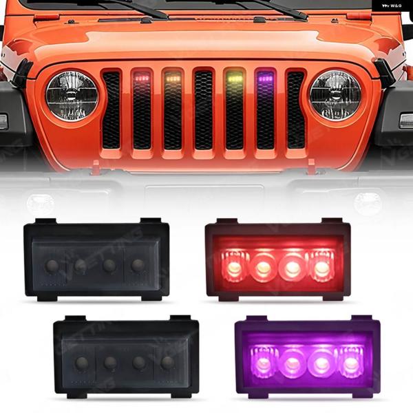 ジープ ラングラー JL 2018 - 2021 2023 RGB グリル ライト マルチカラー LED ハザード灯 デイタイム グリル ライト カスタム パーツ アクセサリーHigh-concerned chemical:NoneSpec...