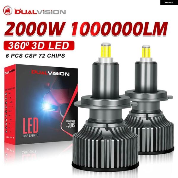 3D 360 H7 H11 H3 LED ヘッドライト 2000W高出力CANBUS LED H1 HB3 9005 6000K H8 HB4 9006 H9 9012 HIR2ターボカーランプ フォグライト カスタム パーツ アクセサリー...