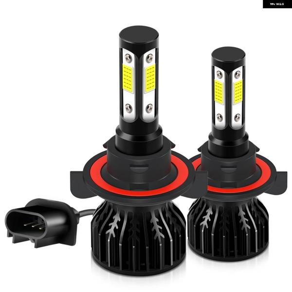 H13 車用 LED ヘッドライト バルブ ソケット H13 ハイ/ロービーム 360°照射 4面 COB チップ 12000ルーメン 6500K ホワイト カスタム パーツ アクセサリーHigh-concerned chemical:No...