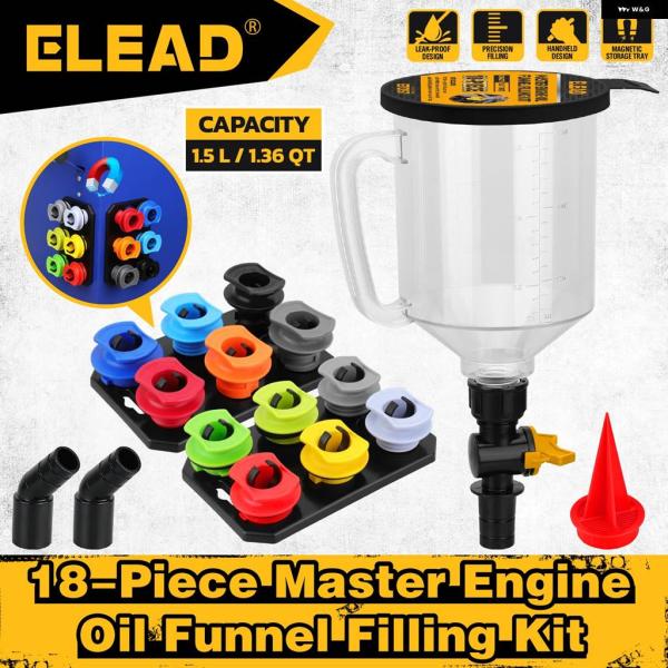 ELEAD 18ピース エンジン オイル漏斗充填キット 1.36QT/1.5L クーラント漏斗セット 漏斗使用 カスタム パーツ アクセサリーHigh-concerned chemical:NoneBrand Name:ELEADOrigi...