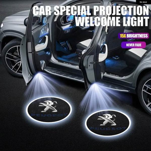 2個 車用ドアウェルカムライト LED HDプロジェクターランプ カーテシーライト プジョー 207 3008 206 208 308 307 407 508 5008 2008 106 カスタム パーツ アクセサリーHigh-concer...
