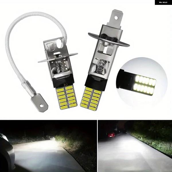 2個 フォグランプ LED H1 H3 4014 24SMD バルブ スーパーCANBUS LEDウィンカードライビングランプ 車用 6000K 12V ホワイト カスタム パーツ アクセサリーHigh-concerned chemical...