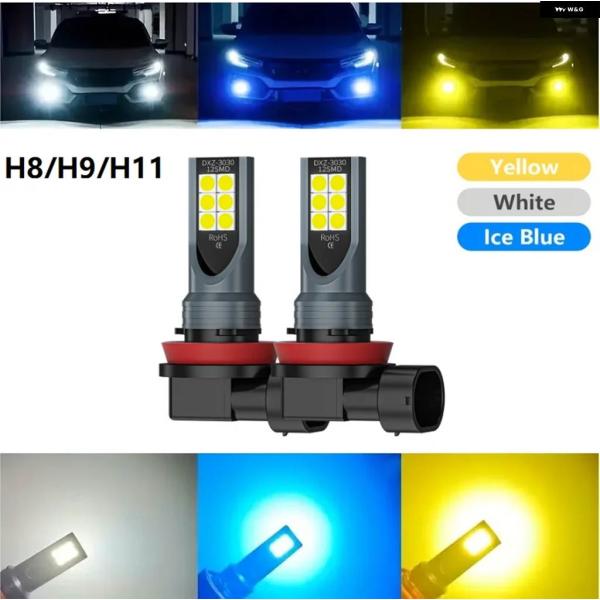 2個 H11 H8 H16JPCAR 12SMD LED フォグランプ DRLランプ DC 12-24 6000Kホワイト 3000Kイエロー 8000Kアイスブルー カスタム パーツ アクセサリーHigh-concerned chemic...