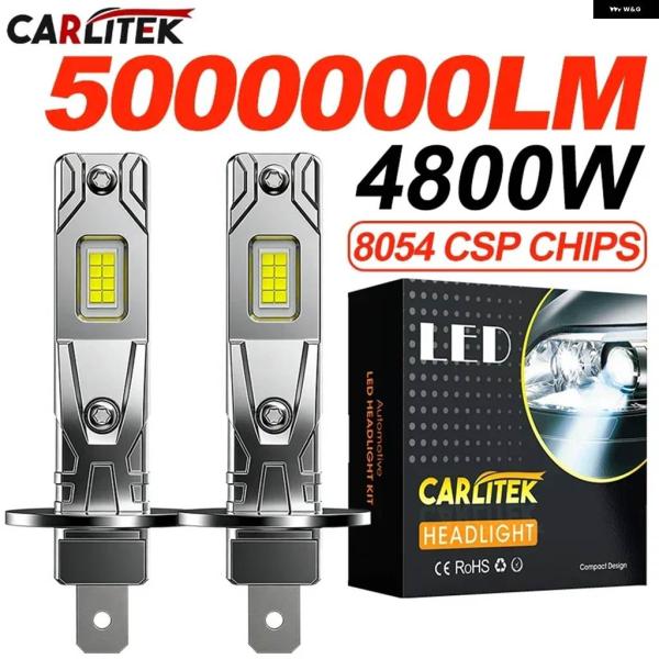 ファンレス H1 H7 H4 LED ヘッドライト バルブ 5000000LM 6000K 4800W 16個 7535 CSP ハイ/ロービーム ターボライト 1:1 ミニ +800% カスタム パーツ アクセサリーHigh-concer...