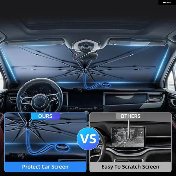 フロントガラス サンシェード 傘 折りたたみ 式 車用サンシェード フロントウィンドウカバー UVカット 日差しと熱 カスタム パーツ アクセサリーProduct application scenarios:otherCraft of We...