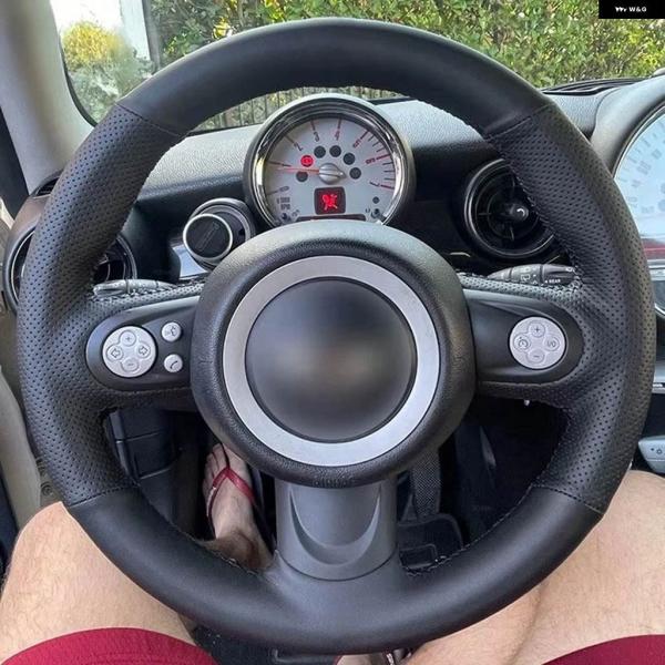 ステアリングホイール レザーカバー トリム ブレード ステアリングホイール MINI R56 R57 ハッチバック コンバーチブルクーペロードスター3スポーク カスタム パーツ アクセサリーHigh-concerned chemical:N...