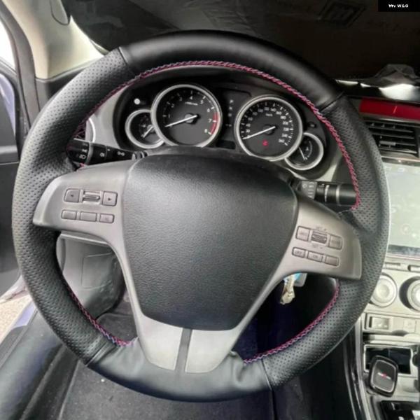 滑り止めレザー製アテンザ 2009 - 13 インテリア カー ステアリングホイール ブレードカバー マツダ 6 カスタム パーツ アクセサリーHigh-concerned chemical:NoneSize:25*10*5Special ...