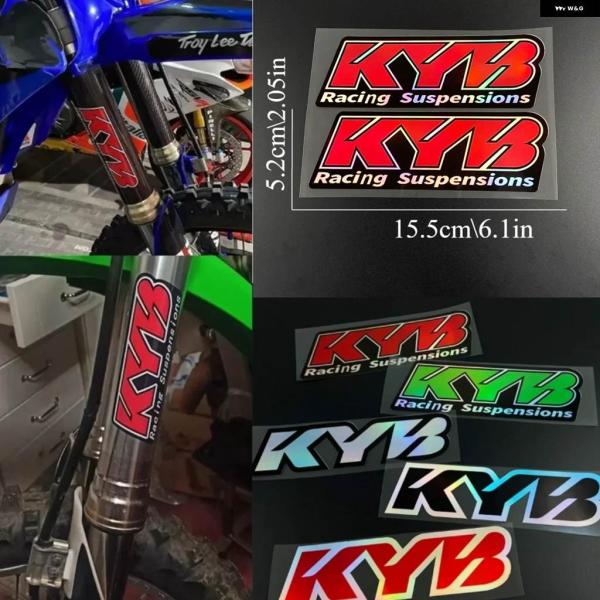 2PCS レーシングサスペンション バイク ステッカー KYB フォーク サスペンション ビニール デカール ヤマハ ホンダ スズキ KTM カワサキ ベネリ カスタム パーツ アクセサリーHigh-concerned chemical:N...