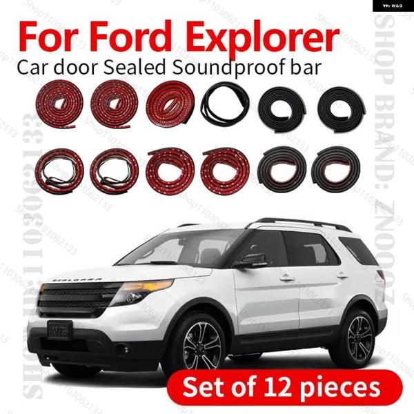 1990-2025 フォード エクスプローラー ドアシールストリップ ゴム ダブル層シーリング プロテクター 防音 シールストリップ 12個セット カスタム パーツ アクセサリーHigh-concerned chemical:NonePla...