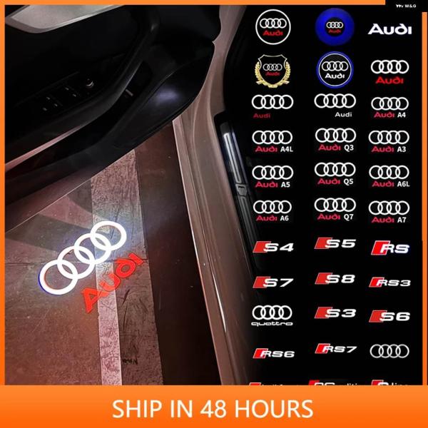 2個 LED 車ドアライト カーテシープロジェクターランプ アウディ クワトロ SLINE A1 A3 A4 A5 A6 A7 A8 Q3 Q5 Q7 Q8 RS A8 R8 B5 B6 B8 C5 C8 カスタム パーツ アクセサリーHi...