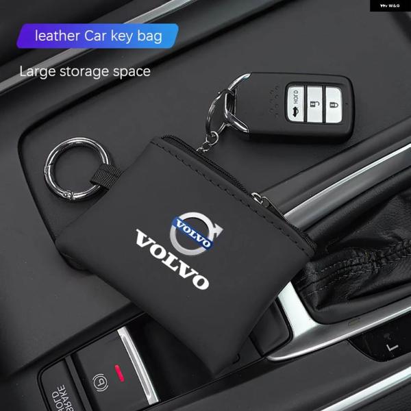 車用レザーキーケース キー チェーン ミニ 収納 バッグ オート ボルボ XC60 XC90 V40 V60 S60 V50 V90 S80 C40 XC40 V70 XC70 カスタム パーツ アクセサリーHigh-concerned c...