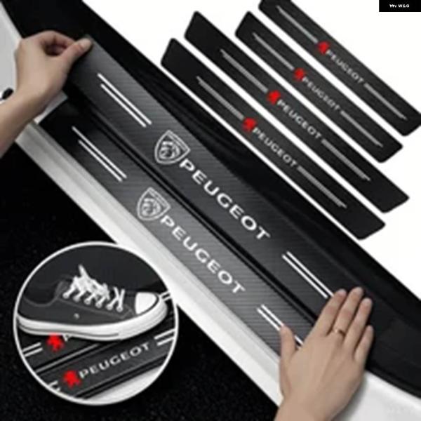 1/4/5PCS 車ドアシル スカッフプレート 装飾 カーボン ステッカー プジョー 206 307 308 3008 207 208 407 408 508 2008 5008 301 カスタム パーツ アクセサリーHigh-concer...