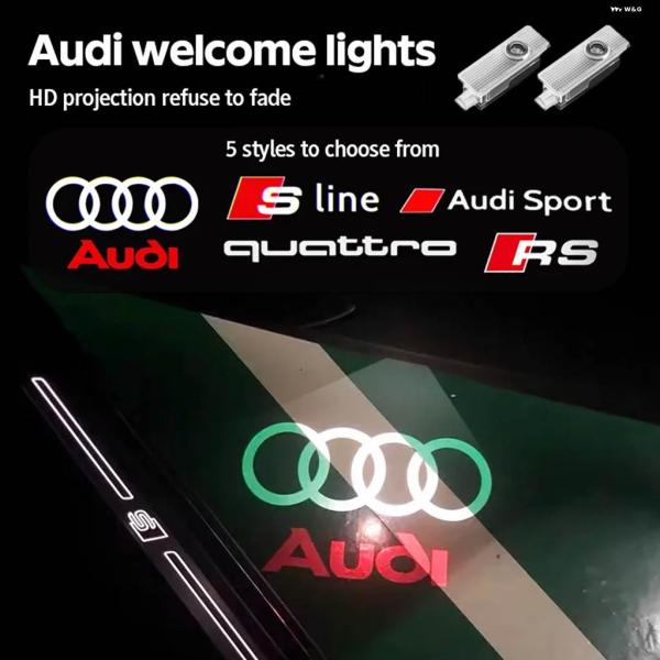 2個 車ドアウェルカムライト LED HD プロジェクターランプ カーテシーライト アウディ SLINE S3 S4 S7 S6 A5 A3 A4 RS A6L A7 A4L Q5 Q7 A8L Q3 カスタム パーツ アクセサリーHigh...