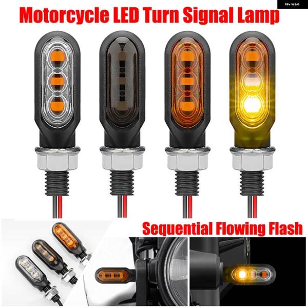 オートバイ ミニLED ウィンカーライト 12V 10MM アンバー ライト シーケンシャル流水シグナルランプ 3LED モトランプ ホンダ カスタム パーツ アクセサリーBattery Included:NoHigh-concerned ...