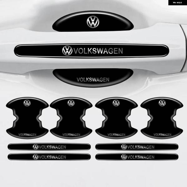 8枚車ドアボウルハンドル プロテクター ステッカー 傷防止 トリム ストリップ VW フォルクスワーゲン ゴルフ ポロ パサート ティグアン トゥーラン ジェッタ用 カスタム パーツ アクセサリーHigh-concerned chemica...