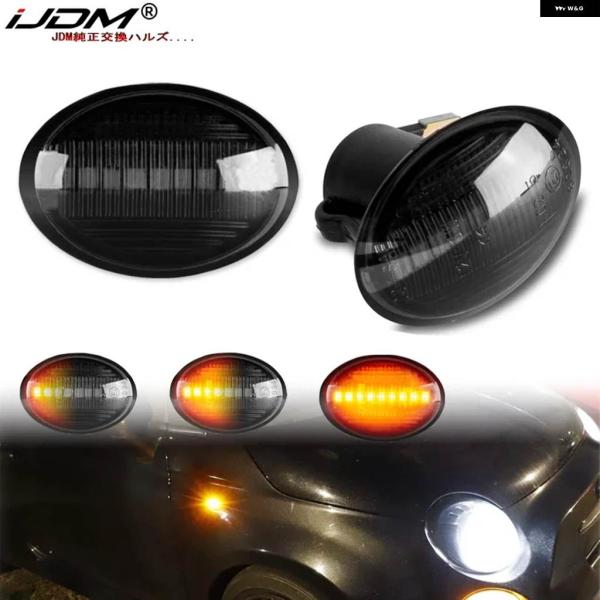 I FIAT 500 500E 500C FORD KA LANCIA LYBRA YPSILON フェンダーサイド マーカーライト アンバー ダイナミックウィンカー ライト 07-19用 カスタム パーツ アクセサリーHigh-conce...