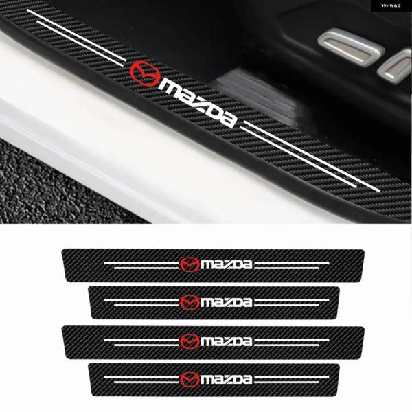 車ドアシルプロテクションプレート カーボン ドアシル 傷防止 バンパー ステッカー 4枚セット マツダ 2 3 アクセラ CX5 CX7 MS用 カスタム パーツ アクセサリーHigh-concerned chemical:NoneBran...