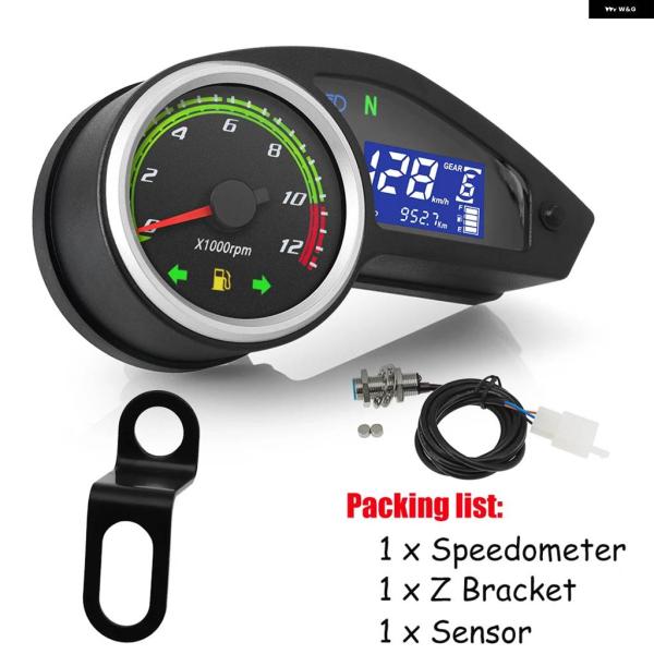 オートバイ メーター 12V LCD デジタルスピード メーター オドメーター ディスプレイ アラーム シグナルライト 12000RPM タコメーターセンサー ホンダ カスタム パーツ アクセサリーHigh-concerned chemic...