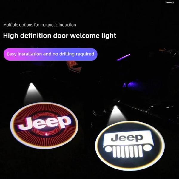 2個 車ドア HD プロジェクターランプ LED 装飾 ムード ジープ グランド チェロキー ラングラー JK グラディエーター コンパス レネゲード パトリオット用 カスタム パーツ アクセサリーHigh-concerned chemic...