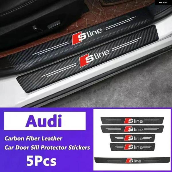 1/4/5PCS レザーカードアシルプレートペイント プロテクター ステッカー アウディ SLINE A3 A1 A4 B8 B7 A6 C7 A5 A7 A8 B9 B6 C6 Q2 Q3 Q5 Q7用 カスタム パーツ アクセサリーHi...