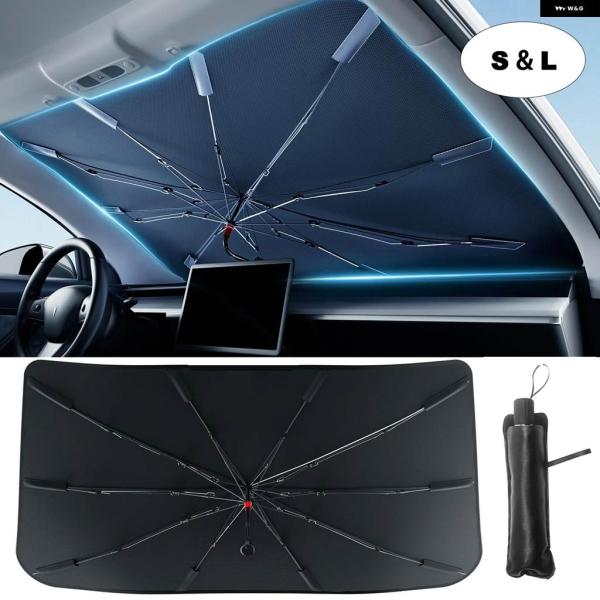 2024 車用 フロントガラス サンシェード 傘 折りたたみ式 サンシェード フロントウィンドウカバー UVカット 遮熱 プロテクター パラソル カスタム パーツ アクセサリーProduct application scenarios:Ot...