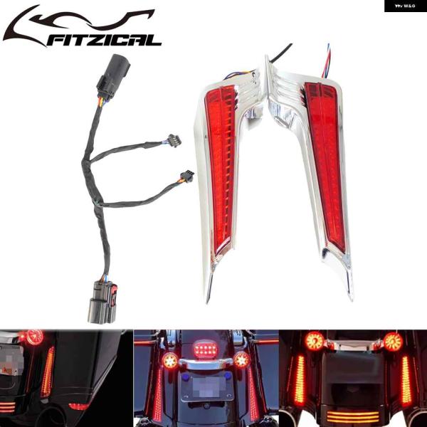 オートバイ バイク ウィンカー LED ブレーキ フィラー パネル ライト リアフェンダーランプ ハーレー ツーリング ロード ストリート グライド ウルトラ FLHR 2014-23 カスタム パーツ アクセサリーBattery Incl...