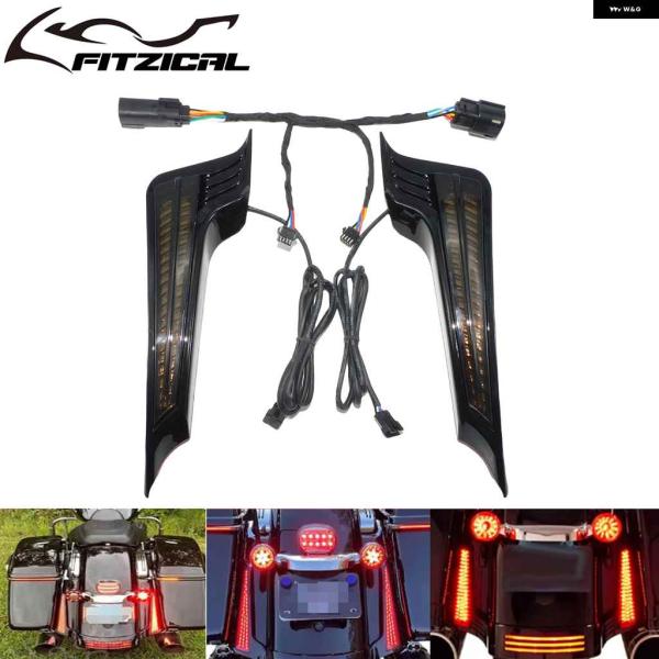 オートバイ バイク リアフェンダーランプ LED フィラー パネル ウィンカー ブレーキライト ハーレー ツーリング ロードキング ストリートグライド FLTRX 2014-2023 カスタム パーツ アクセサリーBattery Inclu...