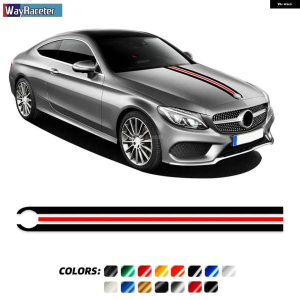 車 ボンネット ステッカー ボンネット ストライプ デカール メルセデス ベンツ W204 W205 W176 W177 A45 CLA250 W213 W211 C63 AMG A C E CLA GLA GLC CLS カスタム パーツ...