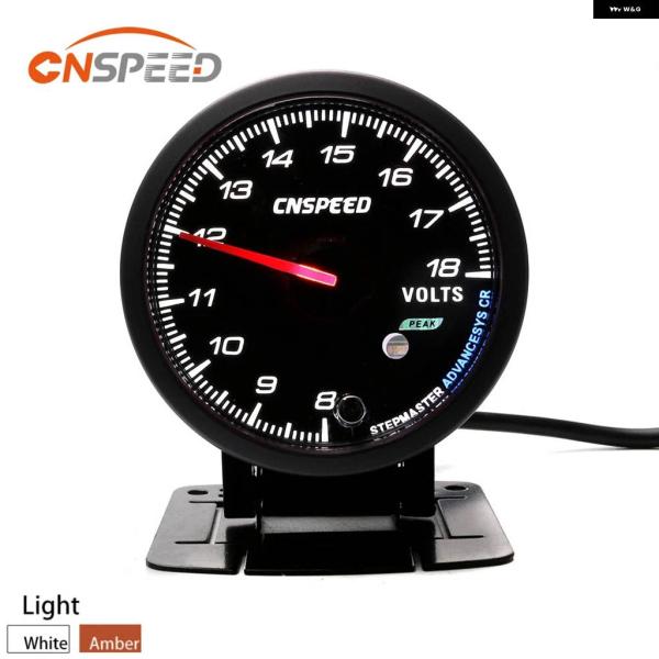 CNSPEED 60MM オート電圧計 ブラックフェイス 電圧計 アンバー ホワイトライト付き 8-18V カーメーター YC101177 カスタム パーツ アクセサリーOther Part Number:VoltmeterPlacemen...