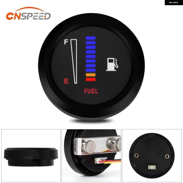 CNSPEED 汎用 12V 2インチ 52MM 燃料レベルゲージ 車 バイク 燃料レベルメーター ゲージ 電子 LED 超薄型 ベンジンメーター カスタム パーツ アクセサリーOther Part Number:Car Fuel Mete...